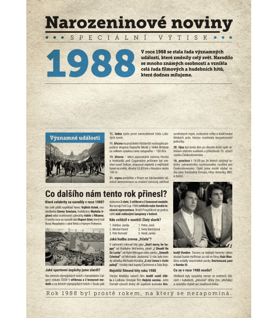 Narozeninové noviny 1975 | Originální dárky s věnováním