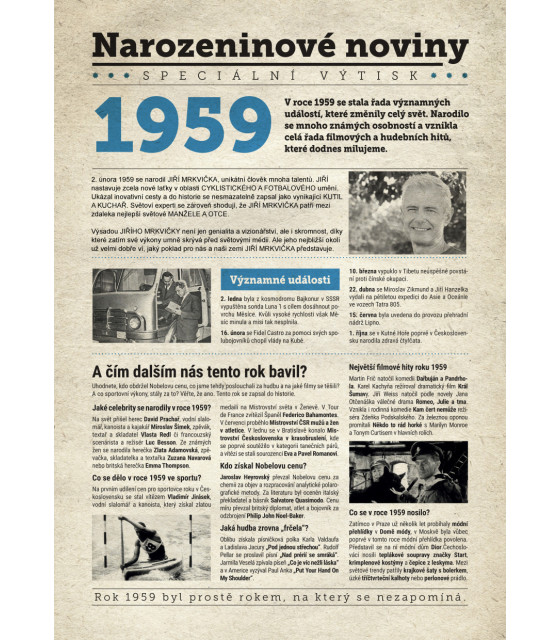 Narozeninové noviny 1975 | Originální dárky s věnováním